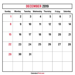 Monthly Planner December 2019 – Printable – Monthly Calendar – Free ...